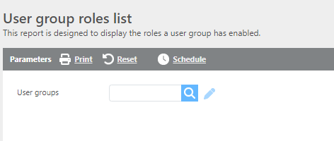 User Group Roles List