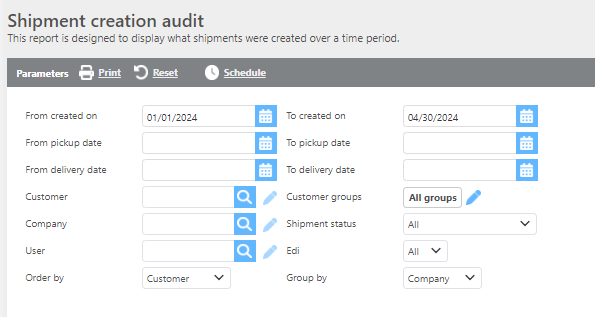 Shipment Creation Audit