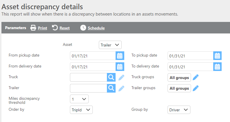 Asset Discrepancy Details