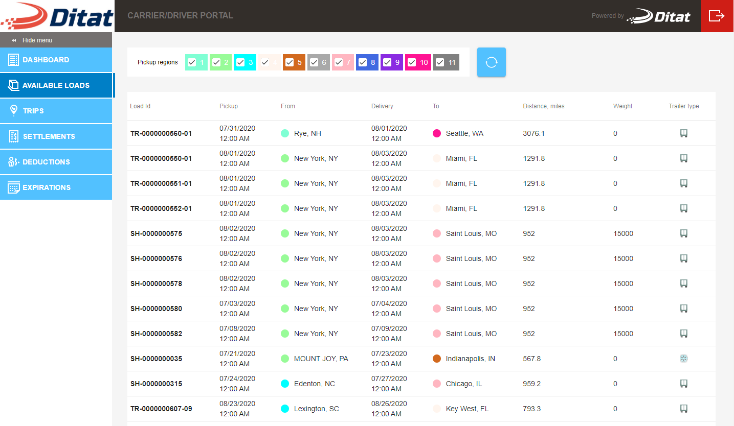 Carrier/Driver Portal